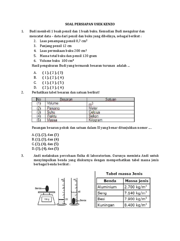 Soal Persiapan USEK KENZO PDF | PDF