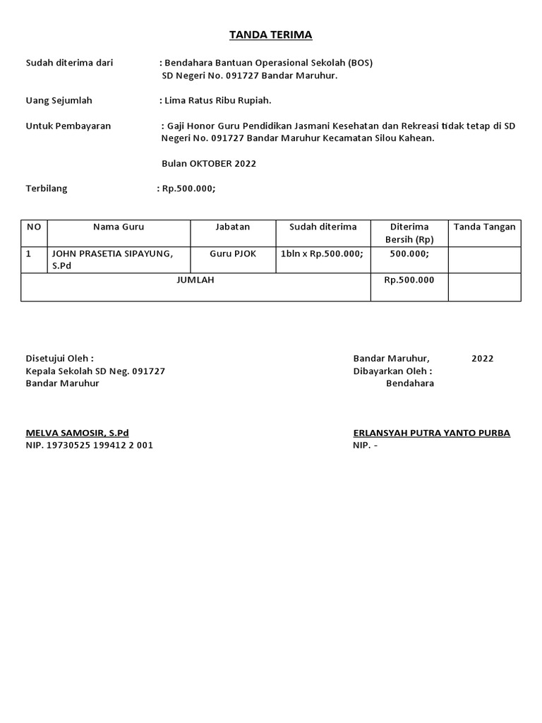 COVER BOS SLIP GAJI | PDF