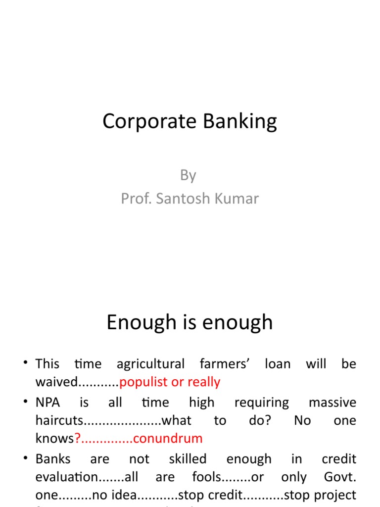 Corporate Banking Overview and Practices | PDF | Finance & Money Management
