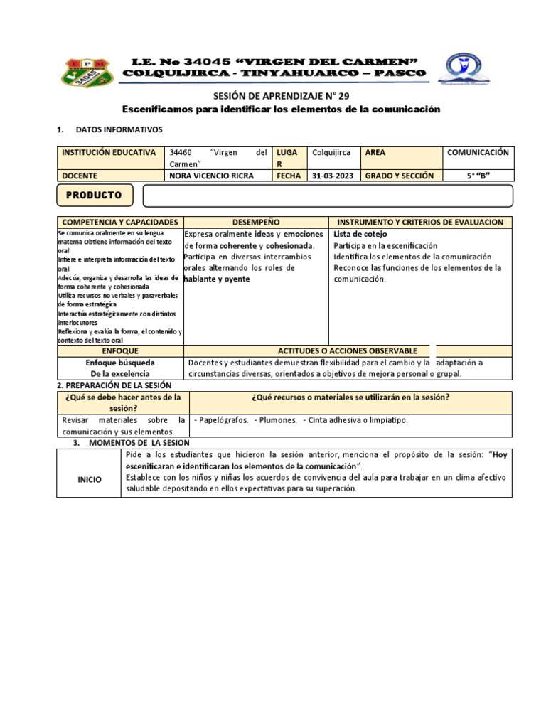 S29 Nos Comunicamos Usando Los Elementos | PDF | Evaluación | Comunicación