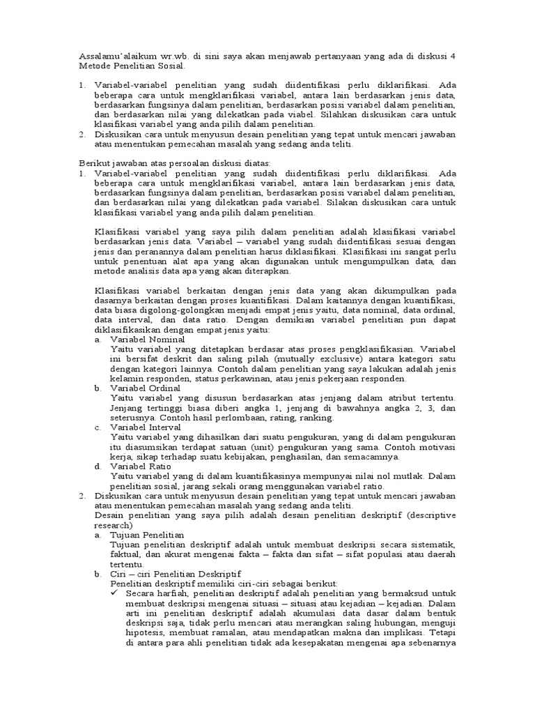 Diskusi 4 Metode Penelitian Sosial | PDF | Pengembangan Diri