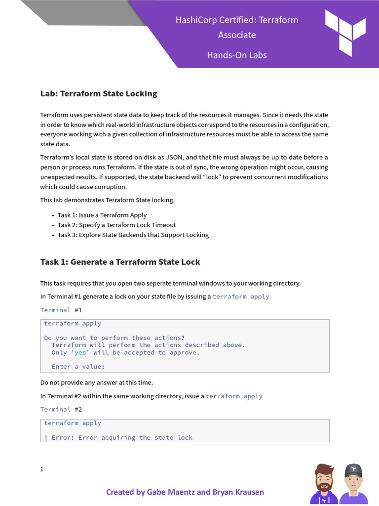 Terraform State Locking Lab Guide | PDF | Computer File | Cloud Computing