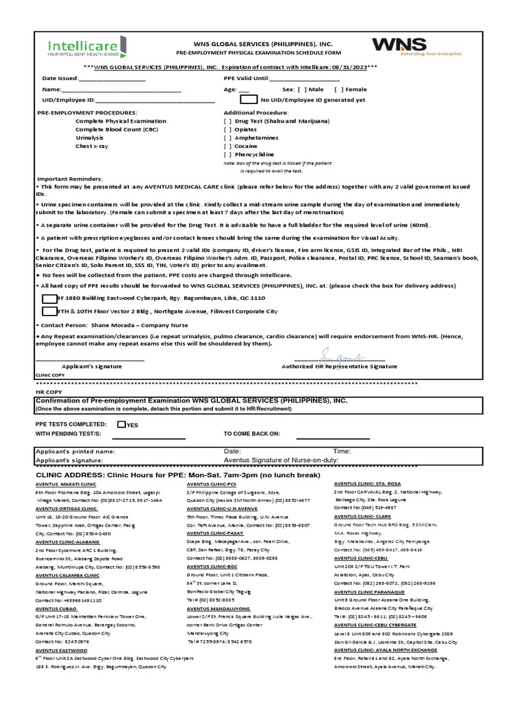 PPE FORM WNS GLOBAL SERVICES - Aventus PDF | PDF