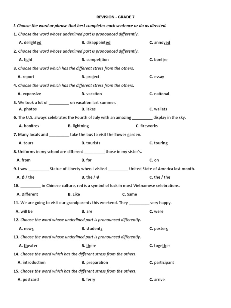 Revision Grade 7 | Download Free PDF | Linguistics