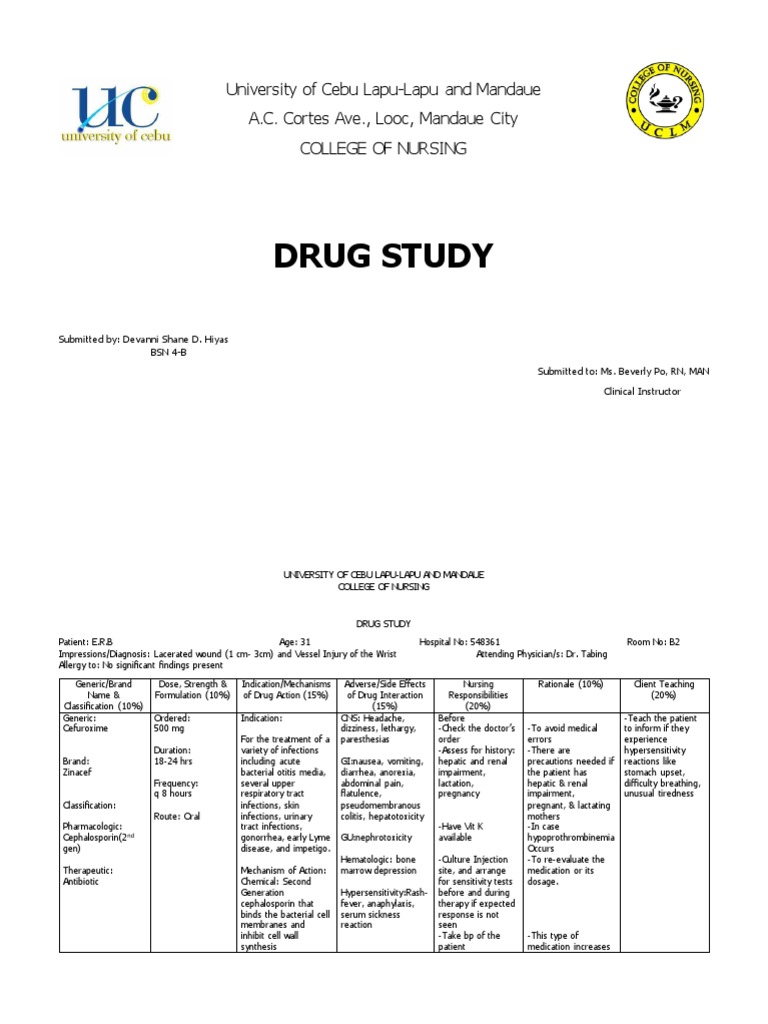 Cefuroxime and Ketorolac Drug Study | PDF