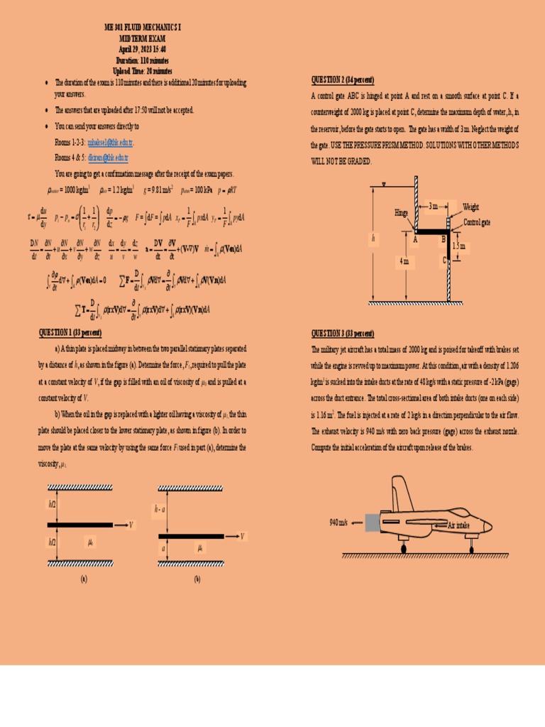 ME 301-Midterm-2022-2-Print | PDF | Jet Engine | Fluid Dynamics