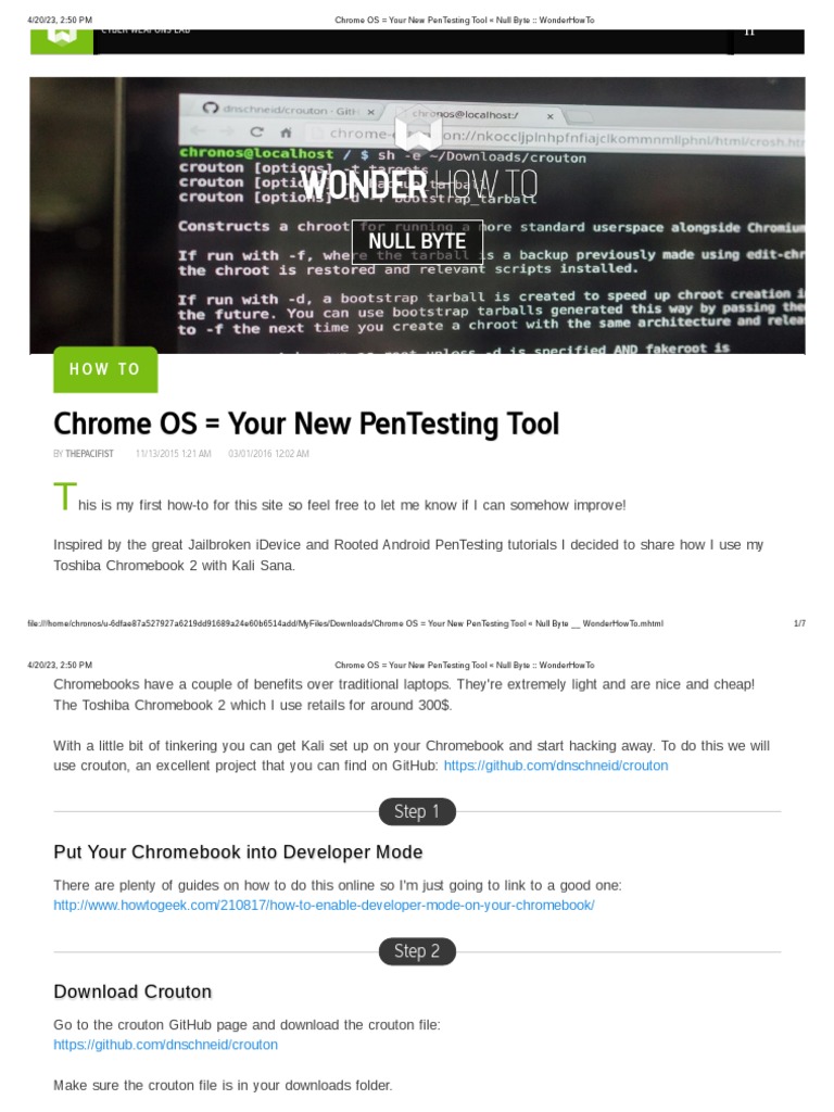 Chrome OS Your New PenTesting Tool Null Byte - WonderHowTo PDF | PDF