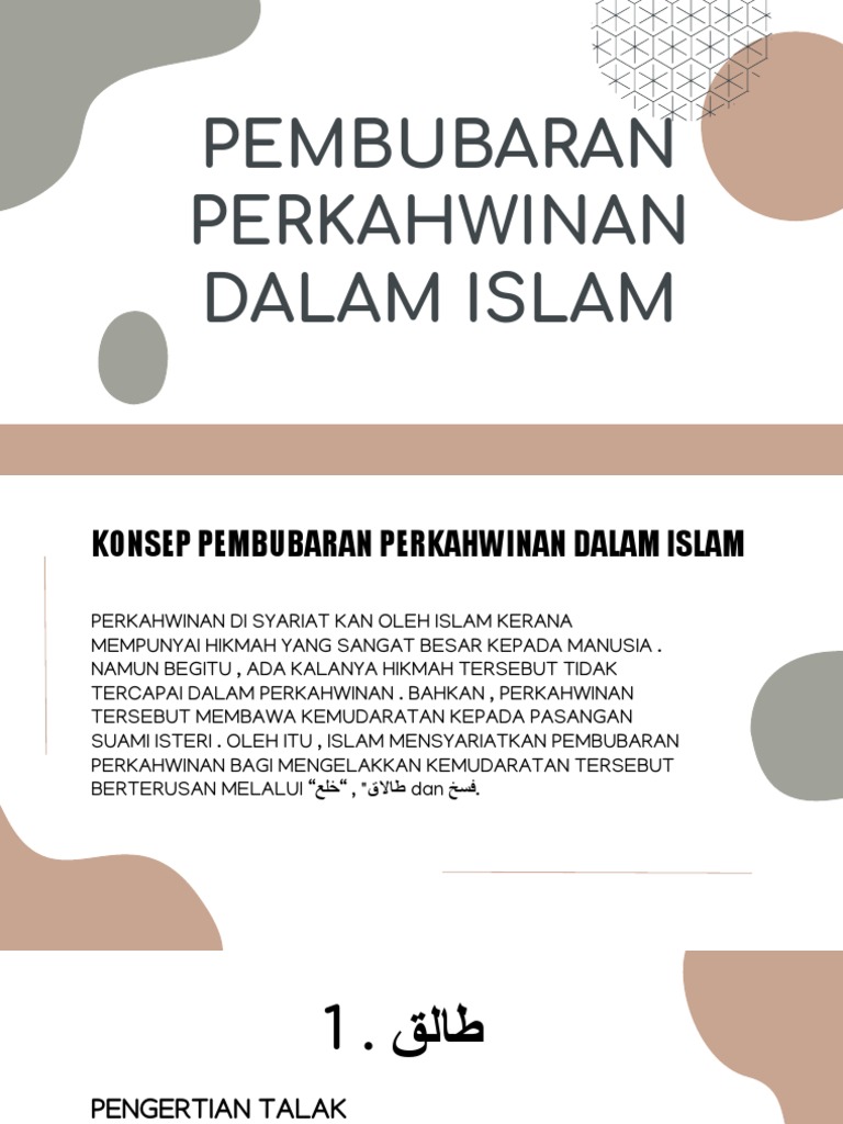 Pembubaran Perkahwinan Dalam Islam PDF | PDF