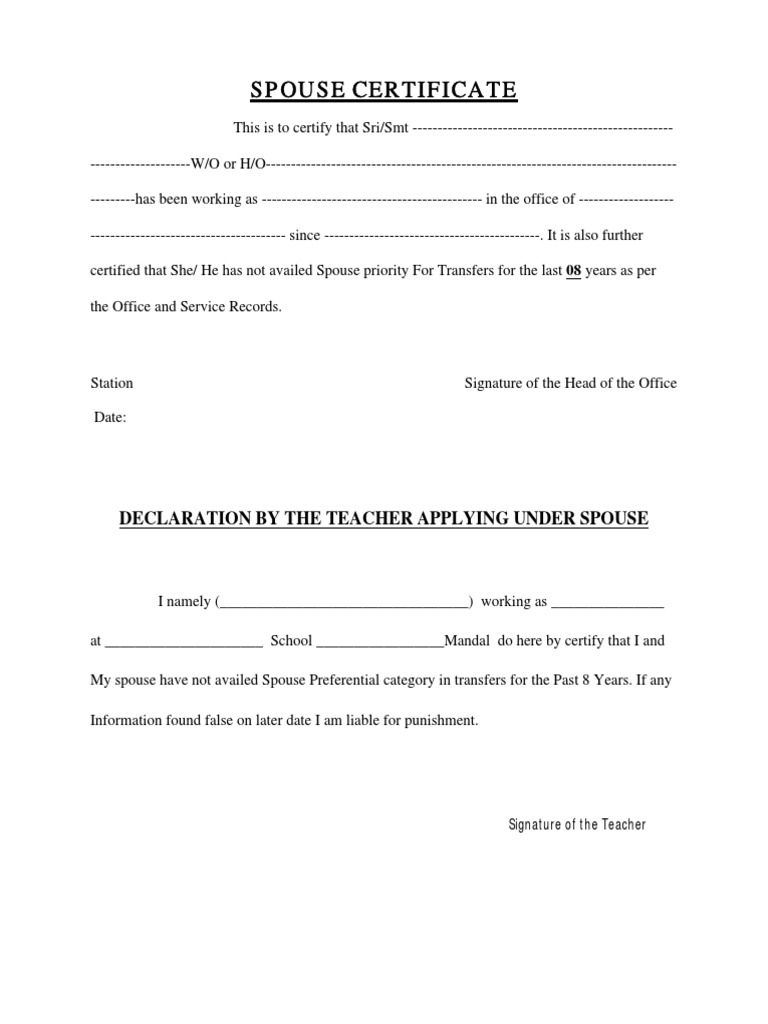 Teachers Transfer 2022 - Spouse Application Forms - Download Here | PDF