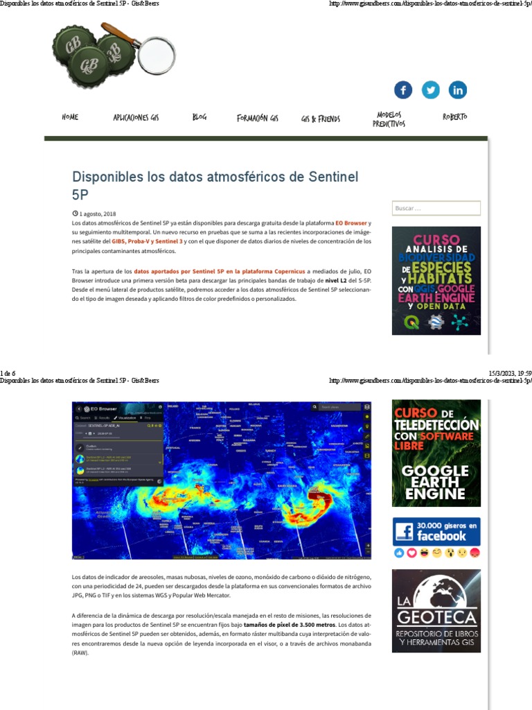 Disponibles los datos atmosféricos de Sentinel 5P - Gis&Beers | PDF