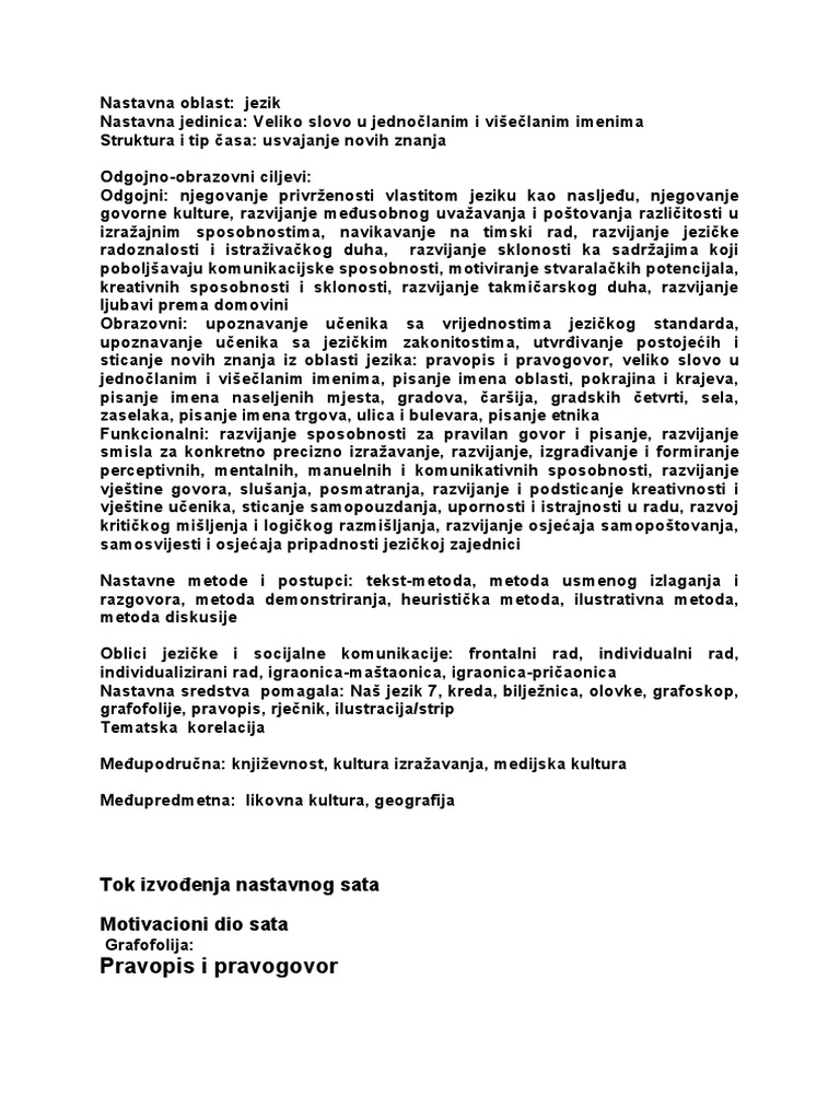 Veliko Slovo U Jednoclanim I Viseclanim Imenima | PDF