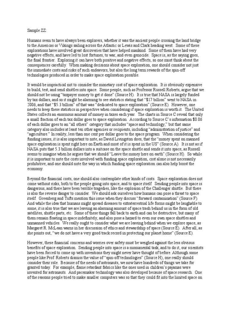 Sample Space Essays With Commentary | PDF | Space Exploration | Nasa