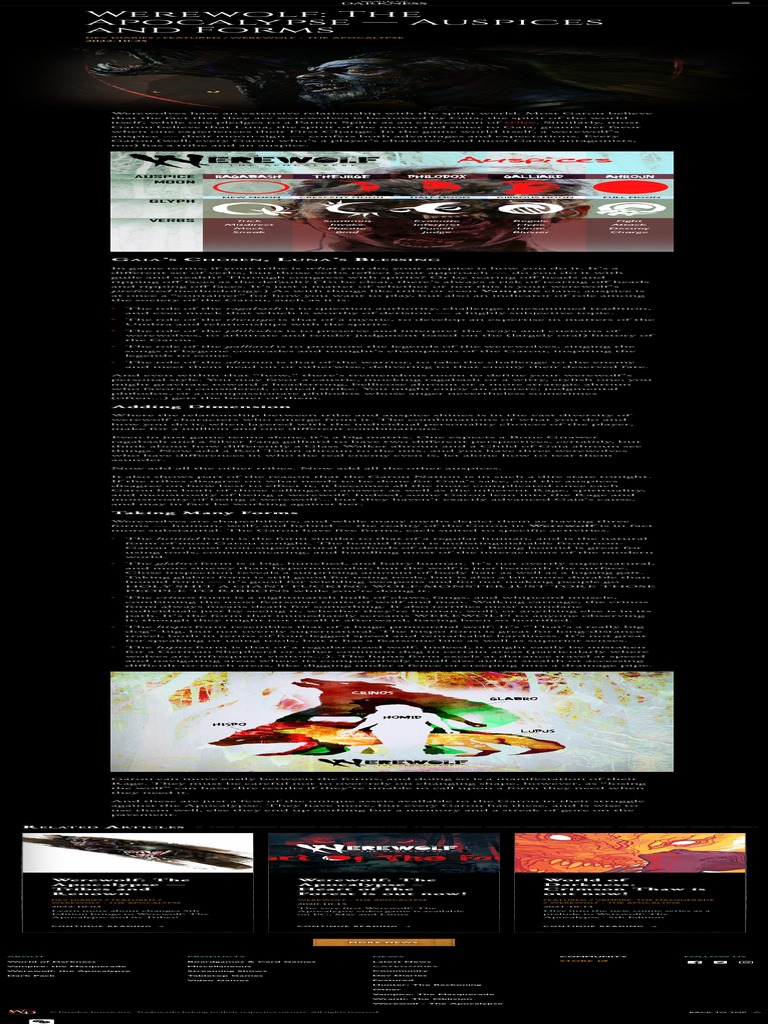 Werewolf The Apocalypse - Auspices and Forms World of Darkness PDF | PDF