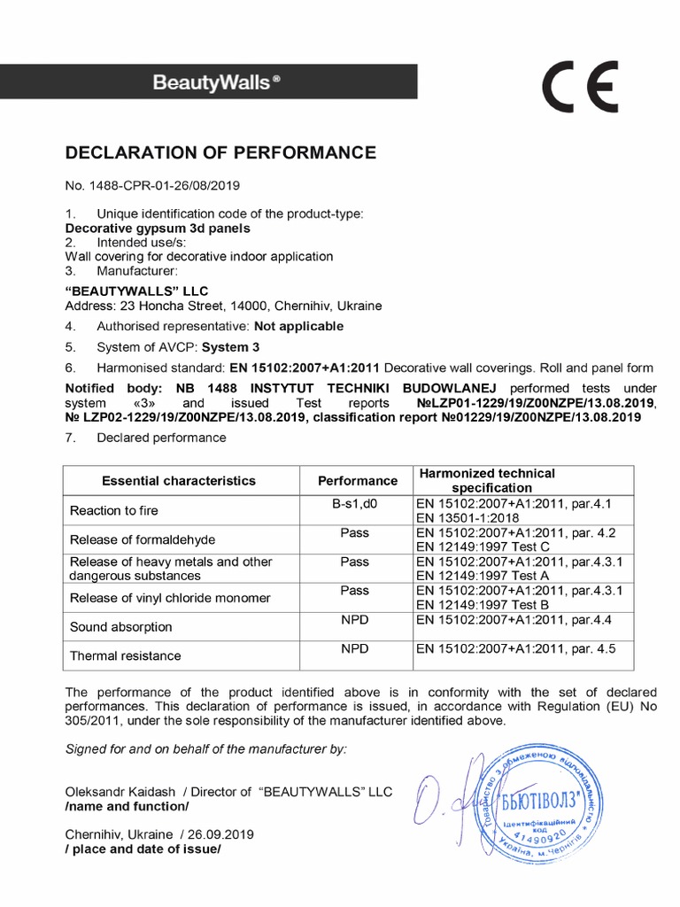 Declaration of Performance System 3 | PDF