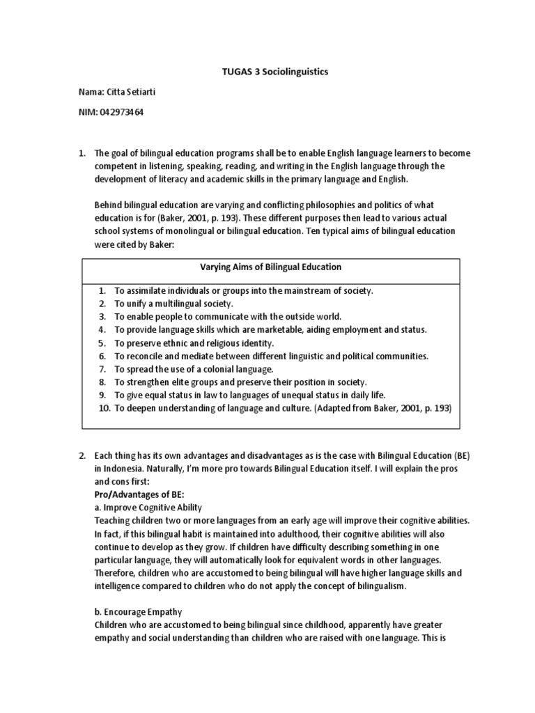 Bilingual Education Pros And Cons Analysis Pdf