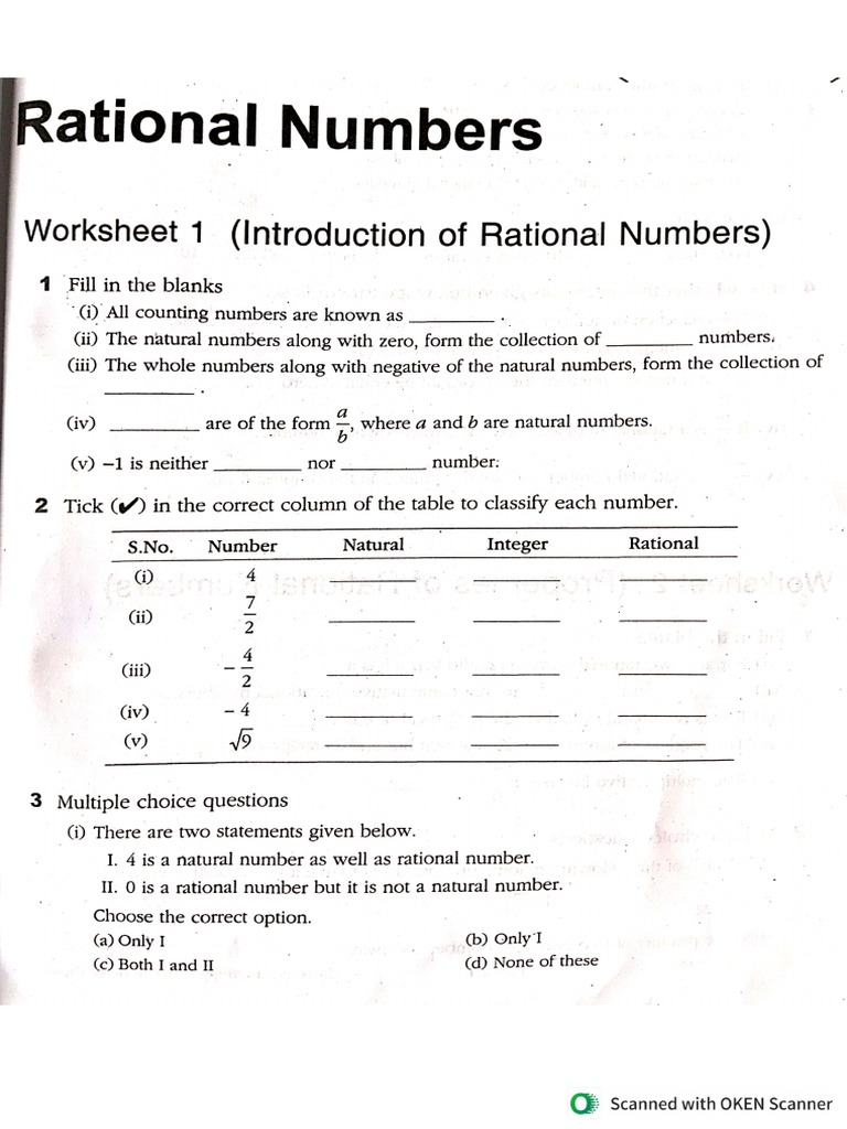 Class 8 NCERT Chapter 1 Worksheet | PDF