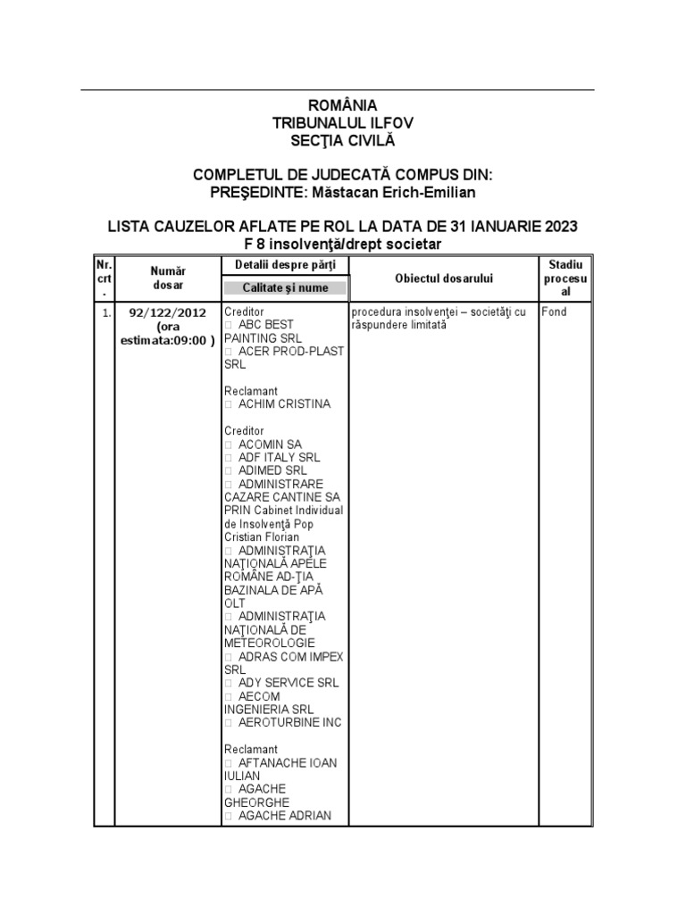 f8, f8 CC, Sedinta Din 31.01.2023 | PDF