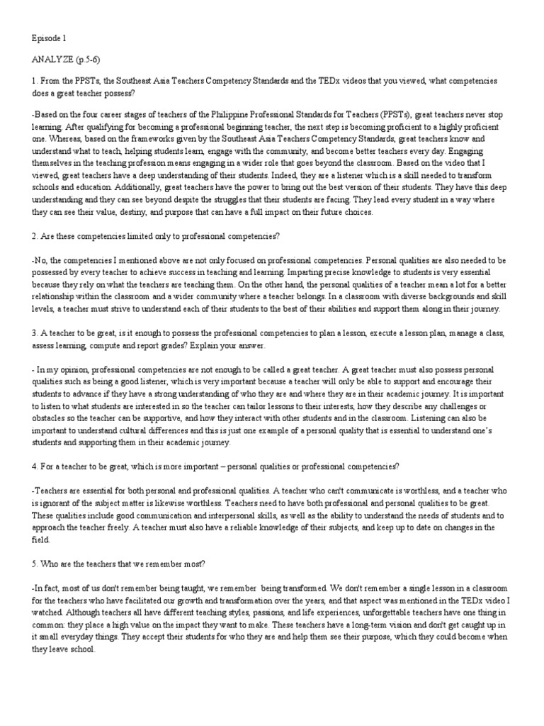 Field Study 2 Answers | PDF | Teachers | Educational Technology