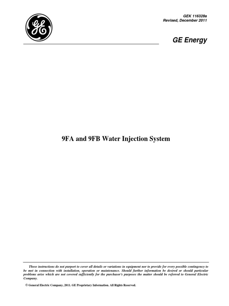 GEK 116328 9FA WATER INJECTION SYSTEM | PDF