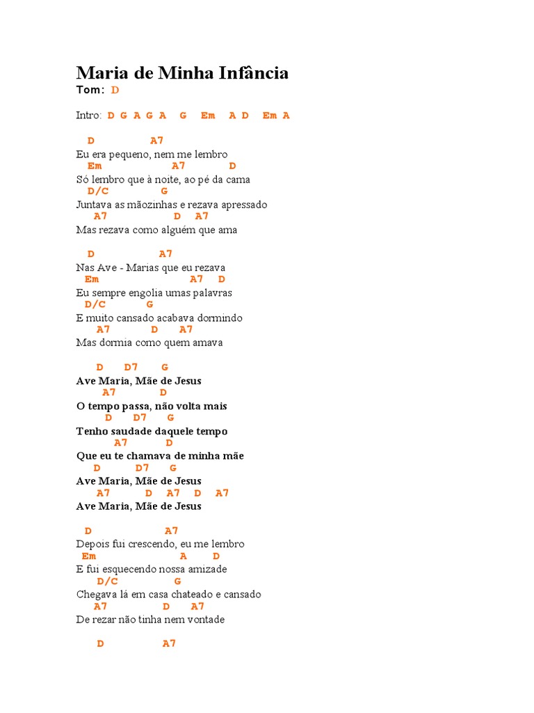 Cifra Virgem Maria de Minha Infãncia | PDF