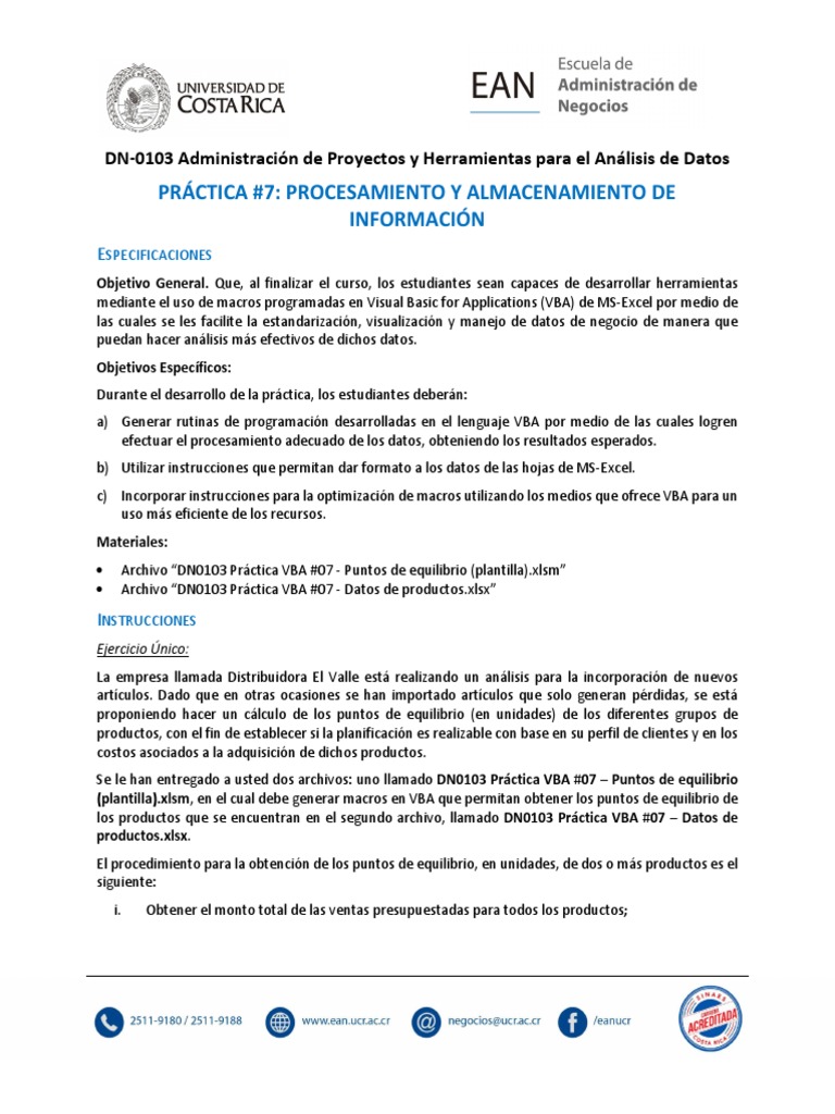 DN0103 Práctica VBA #07 - Procesamiento de Información (Instrucciones) | PDF