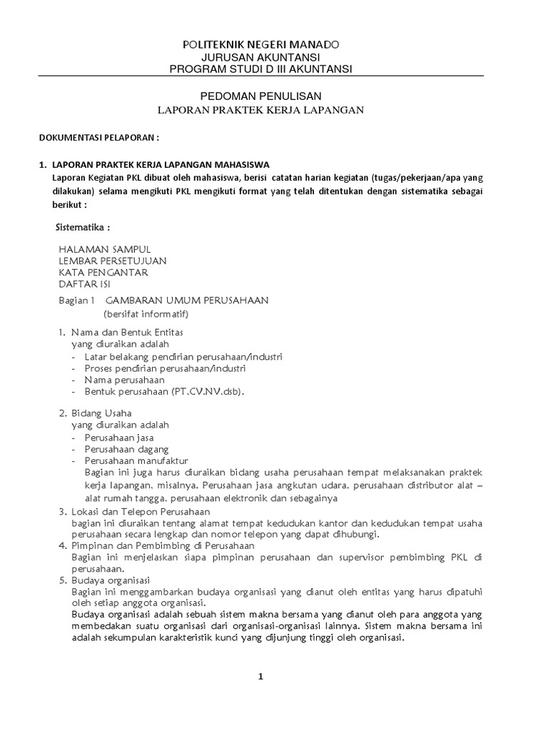 Pedoman Penulisan Lap PKL D III Akuntansi (2023) PDF | PDF Pedoman Penulisan Lap PKL D III Akuntansi (2023) PDF | PDF