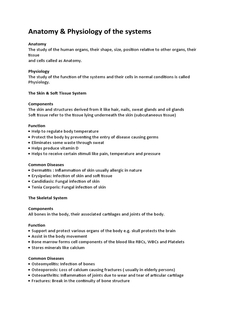 Anatomy & Physiology Word | PDF