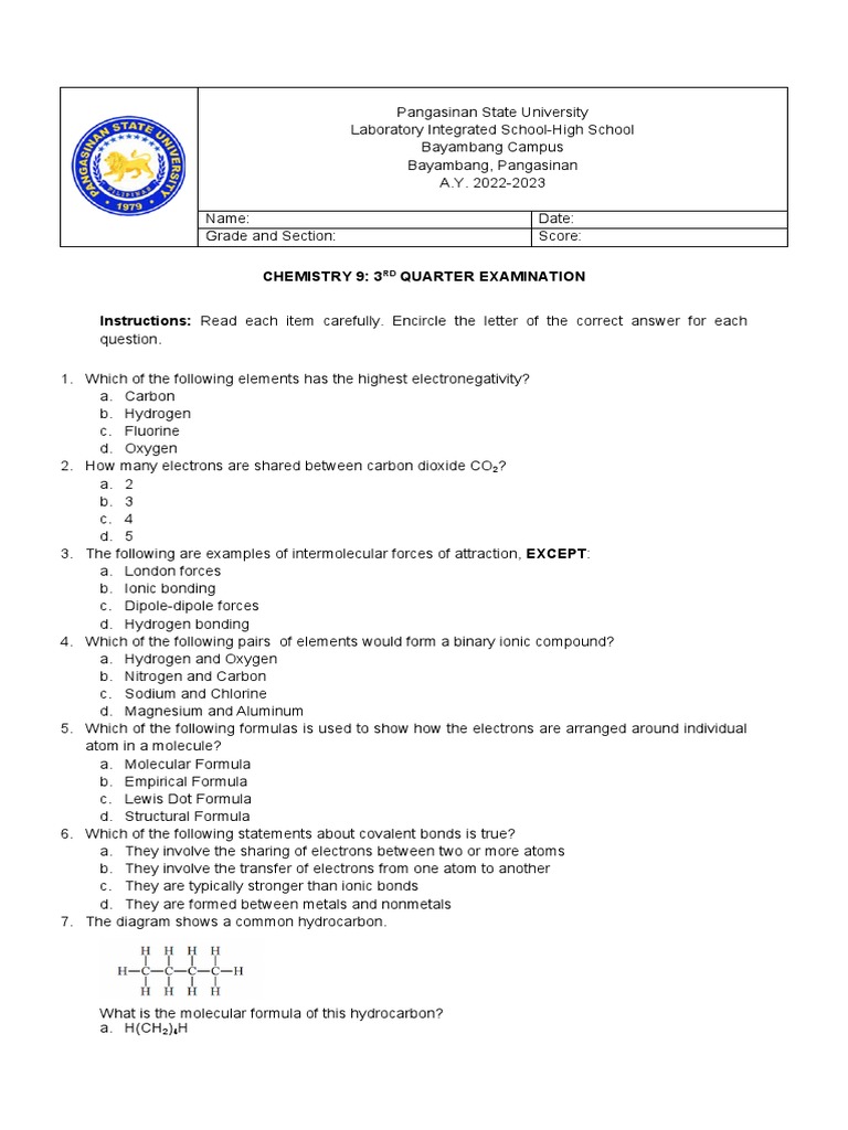 THIRD QUARTER EXAM FOR Grade 9 | PDF