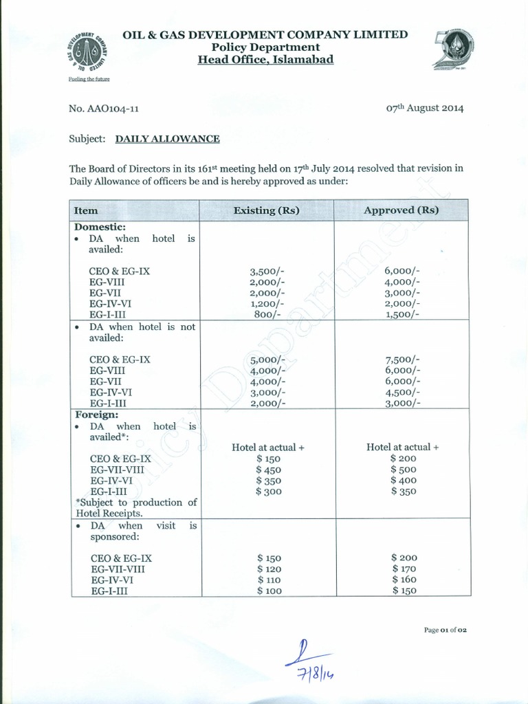 Daily Allowance | PDF