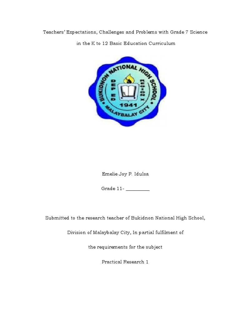 Sample Research Paper Chapter 1 | PDF