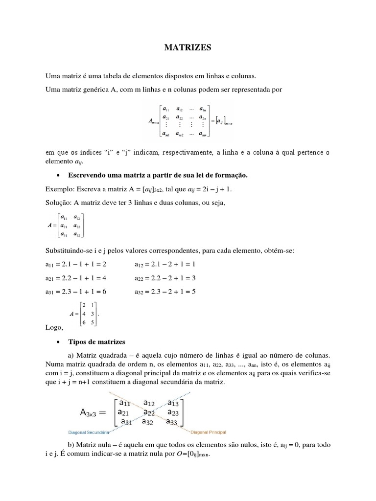 Trabalho Atividade 2º Ano Pdf Matriz Matemática Álgebra Linear