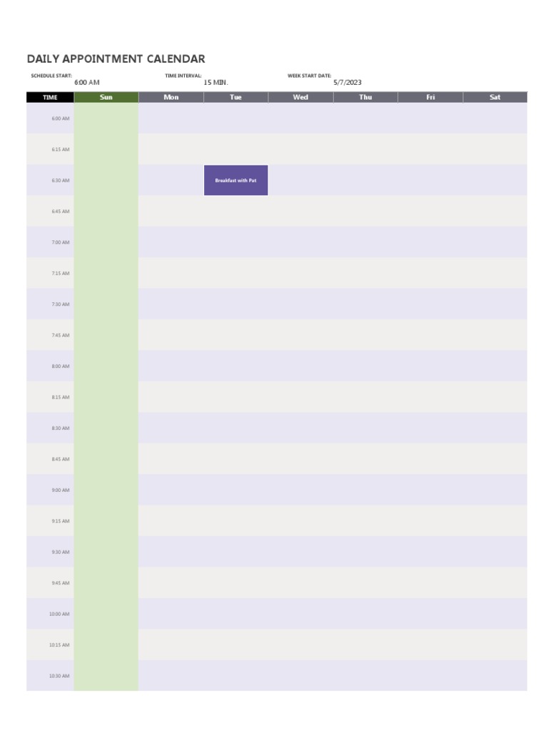 Daily appointment calendar.xlsx | PDF