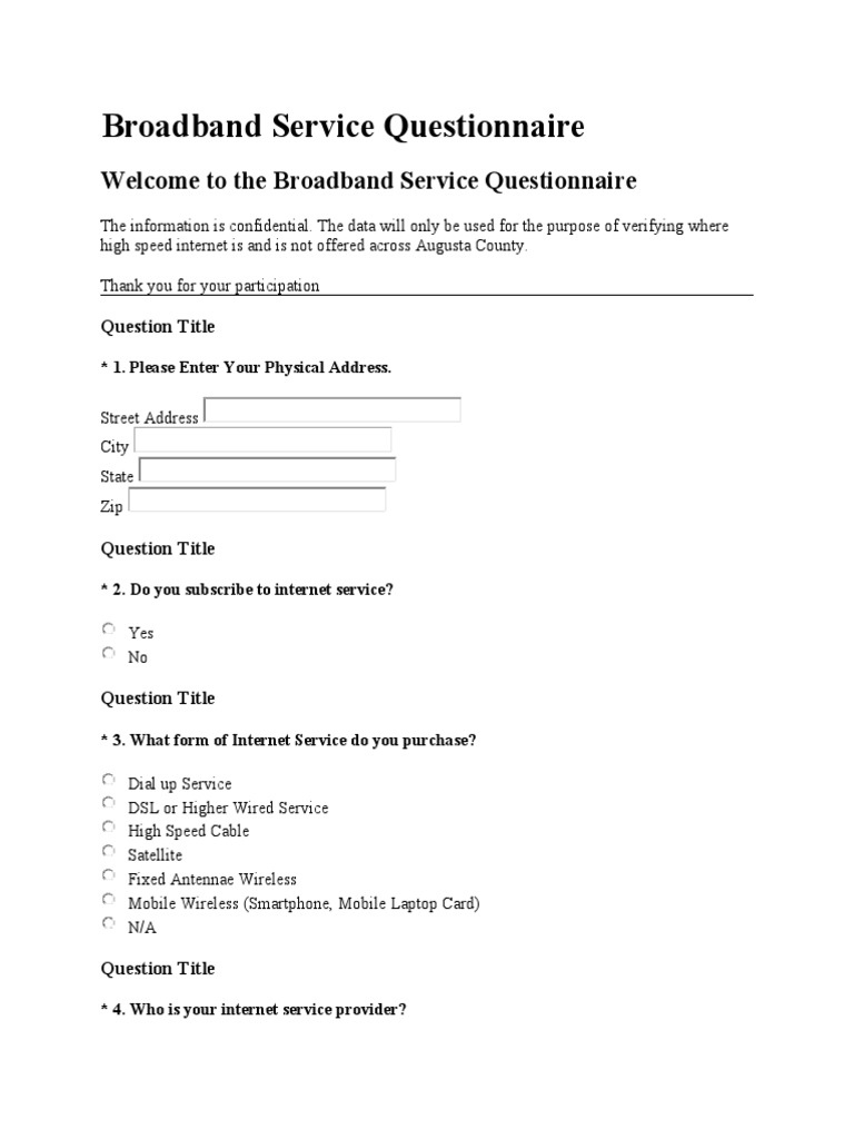 ISP Questionaire | PDF
