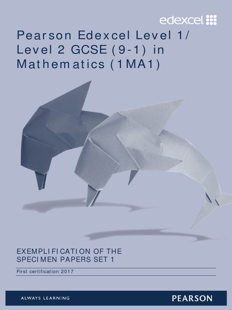 GCSE (9-1) Mathematics Specimen Papers Set 1 Exemplification (PDFDrive) | PDF