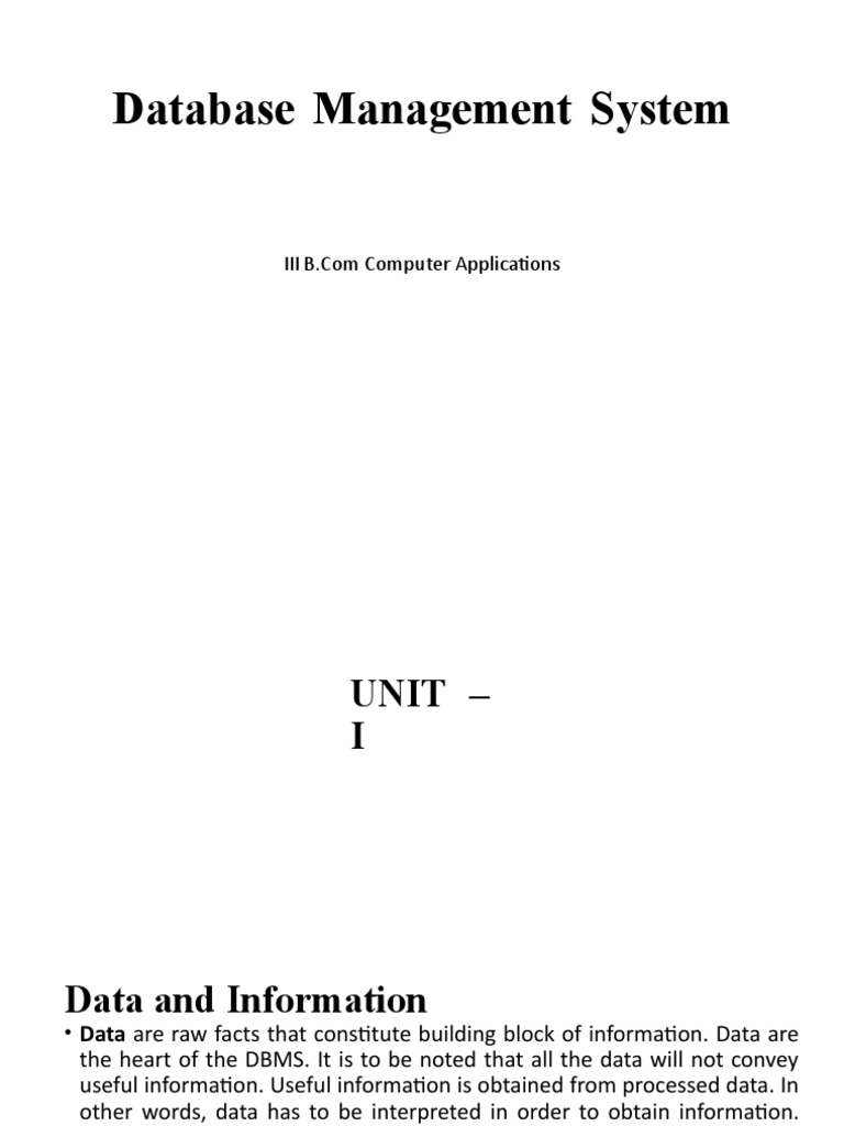 Dbms-3bcom-1-3 Units | PDF