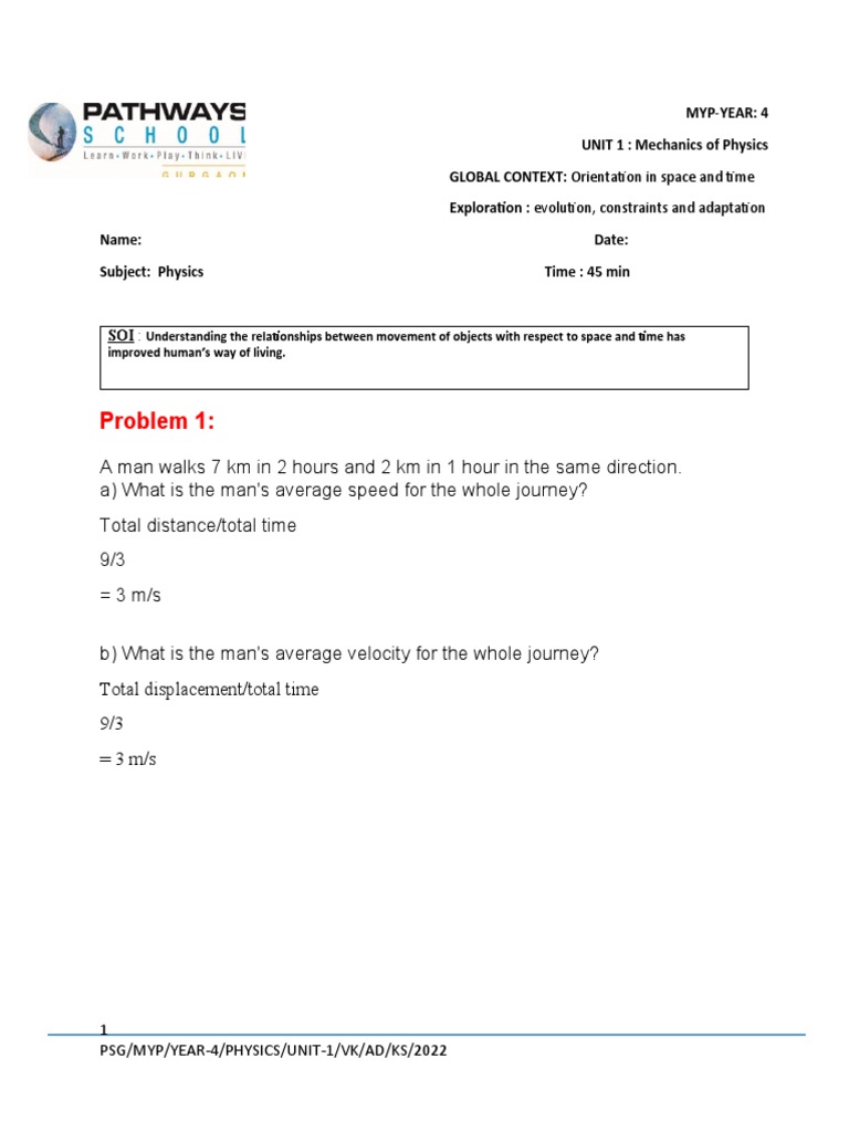 Average Speed and Velocity | PDF