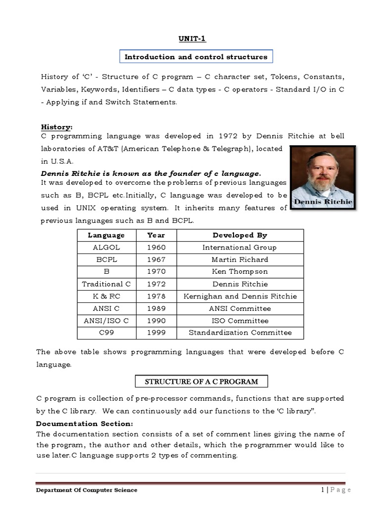 Introduction and control structures in C | PDF | Control Flow | Parameter (Computer Programming)