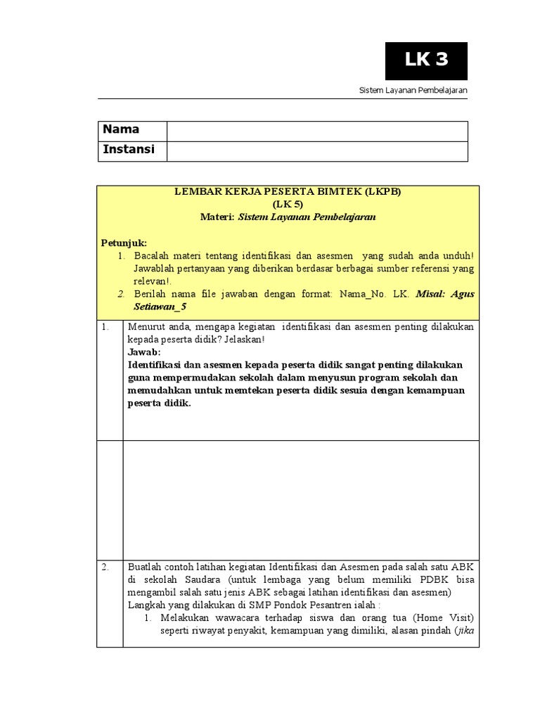 LK 3 Identifikasi Dan Asesment.. | PDF LK 3 Identifikasi Dan Asesment.. | PDF