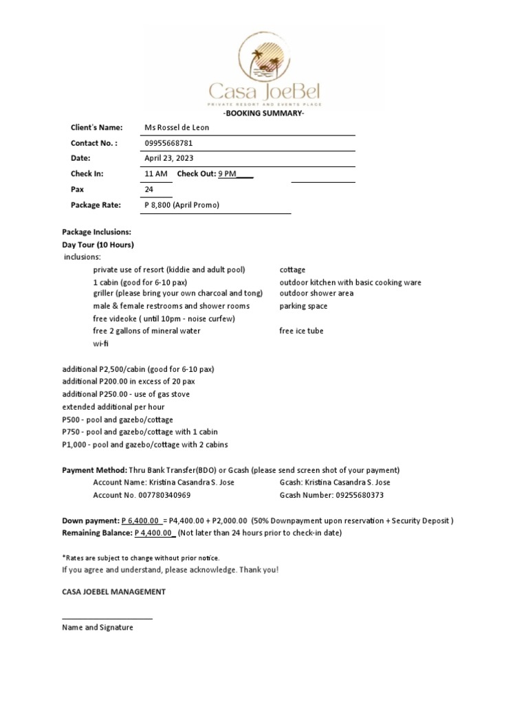 Booking Summary | PDF