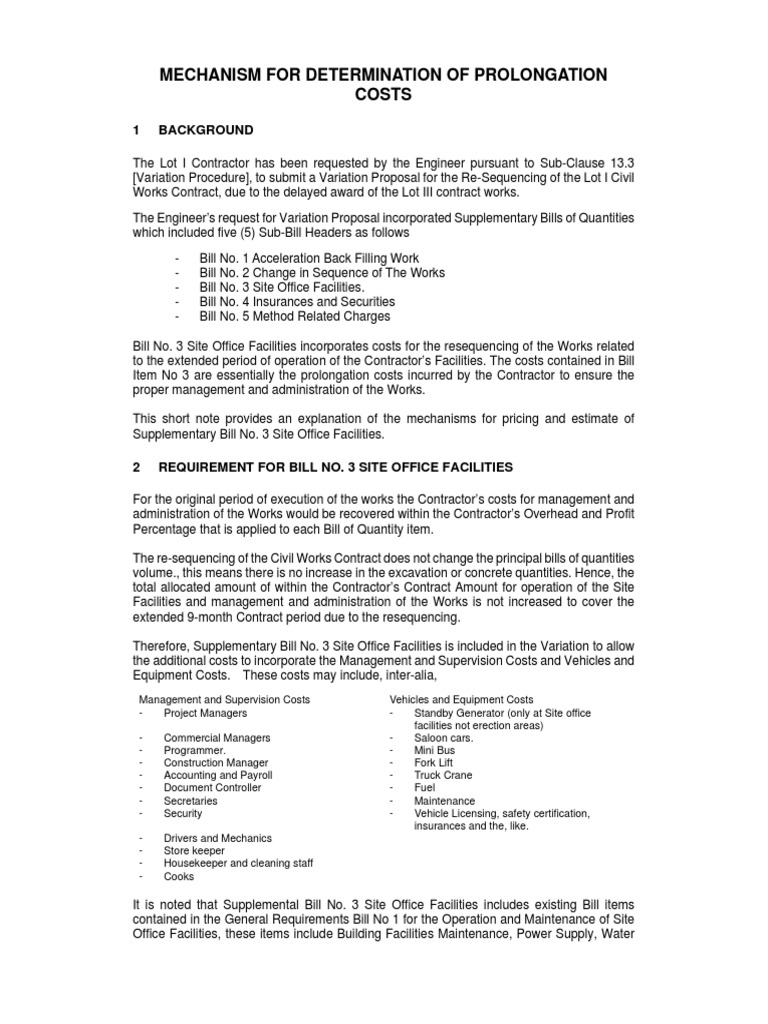 Prolongation Cost Mechanism Overview | PDF | Cost | Employment