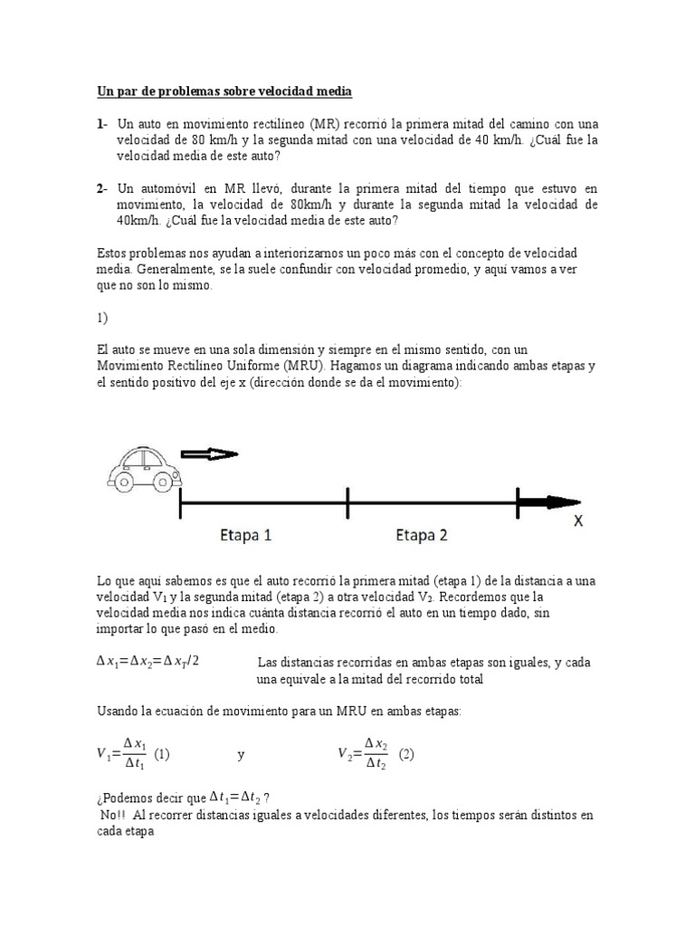 Problemas de Velocidad Media | PDF | Velocidad | Física