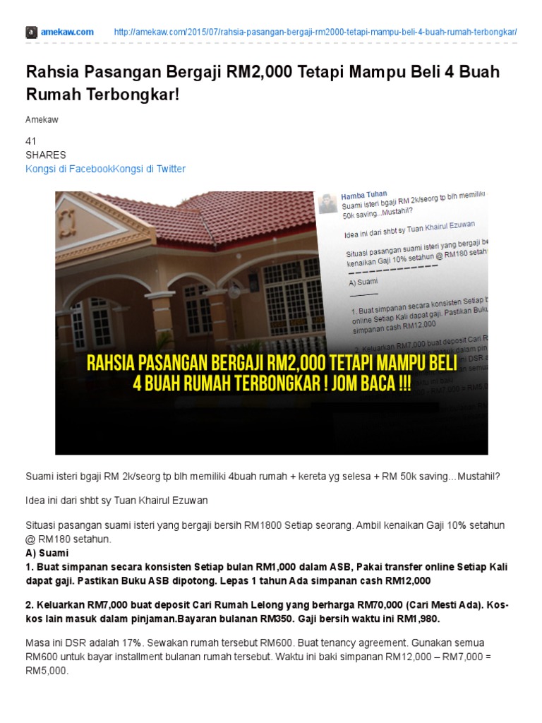 Rahsia Pasangan Bergaji RM2,000 Tetapi Mampu Beli 4 Buah Rumah Terbongkar! | PDF | Hukum