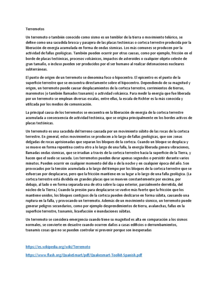 Terremotos | PDF | Temblores | Inundar