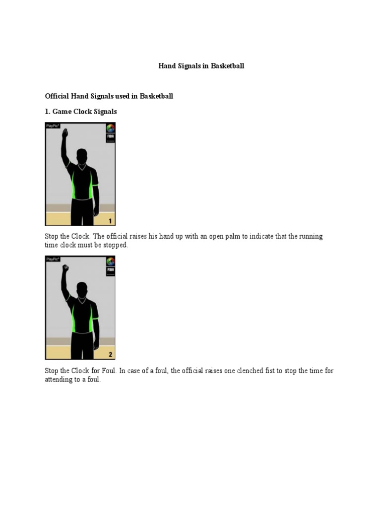 Hand Signals in-WPS Office | PDF | Basketball Positions | Hand