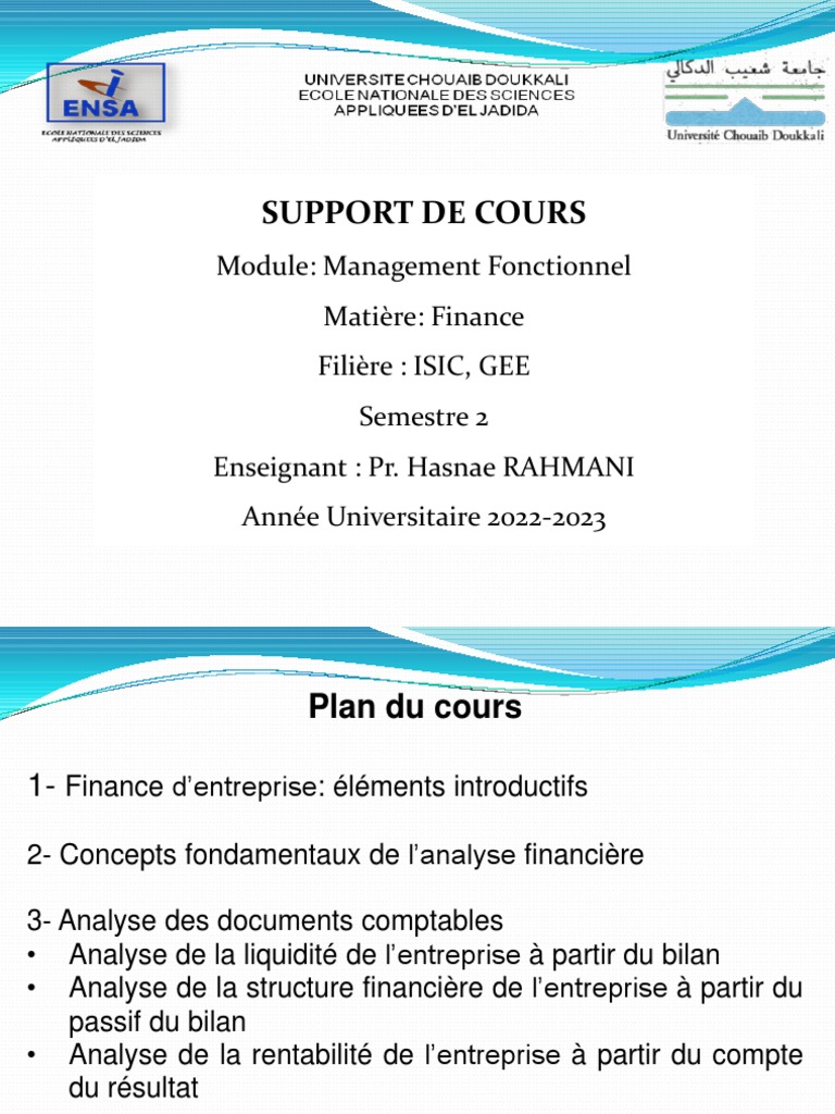 Cours Finance 2 | PDF | Dépréciation | Bilan comptable