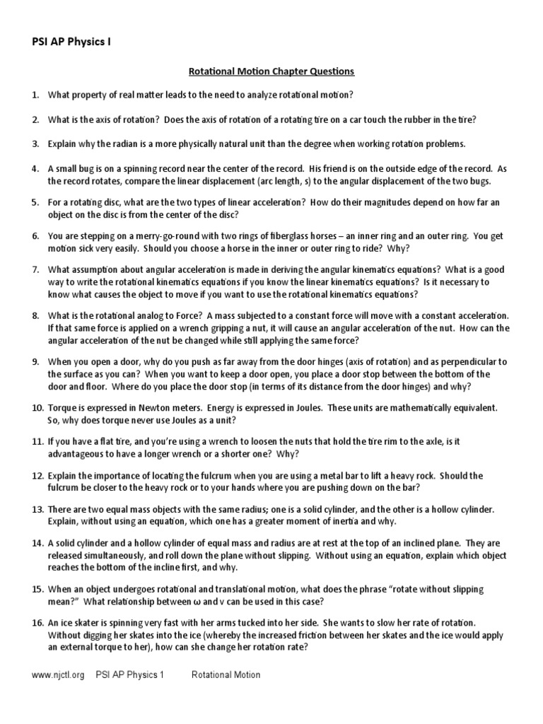 Rotational Motion Problems | PDF | Rotation Around A Fixed Axis | Torque