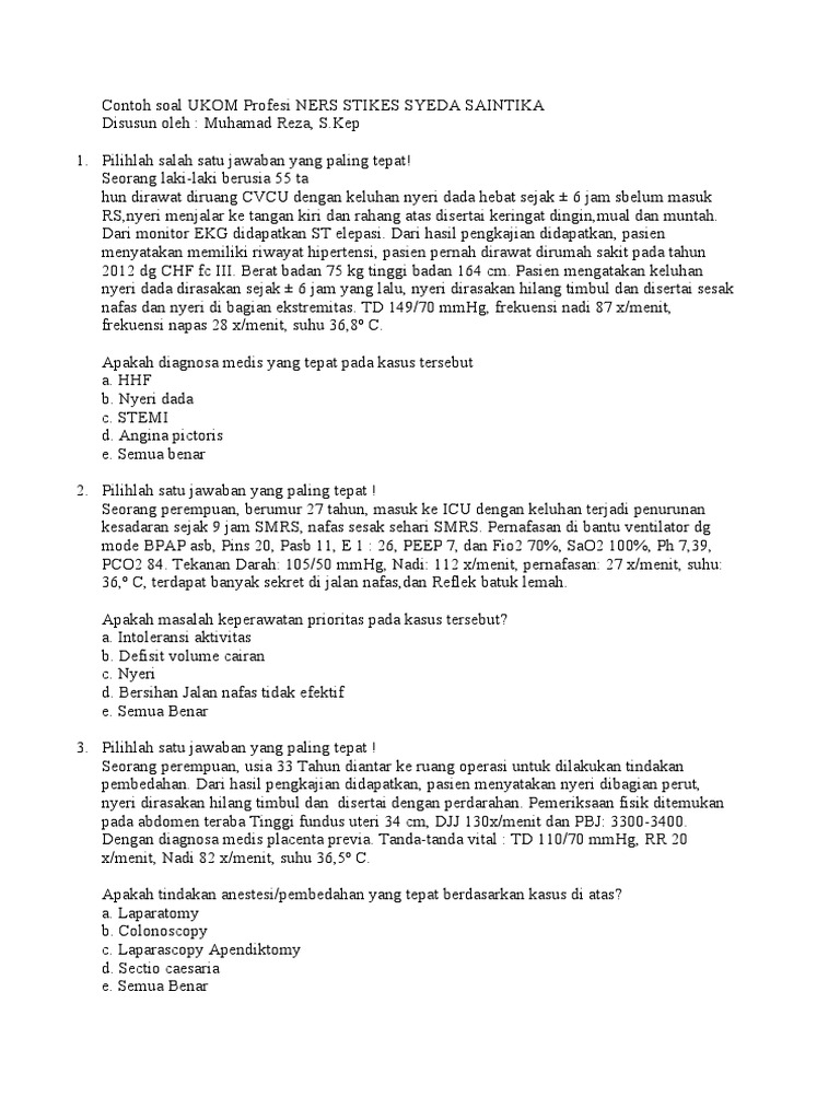 Contoh Soal UKOM | PDF