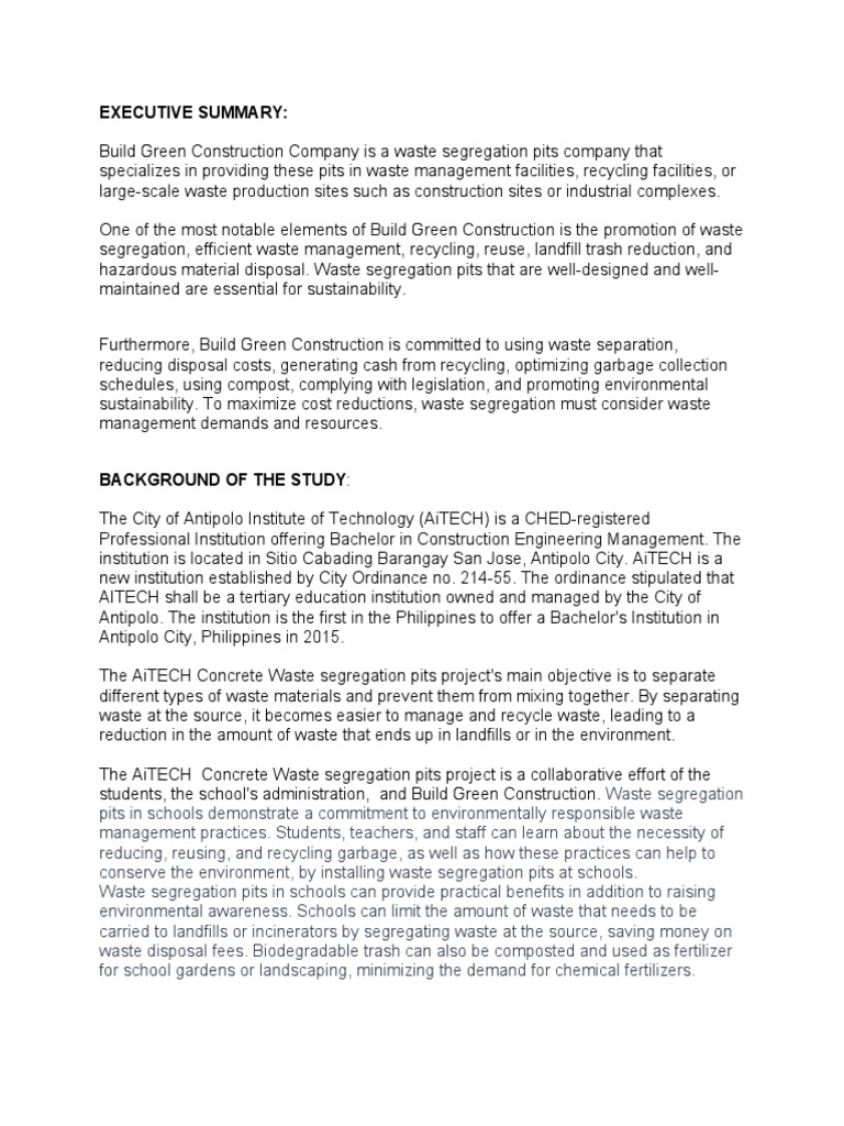 Masonry Project Proposal Statement | PDF | Waste | Waste Management