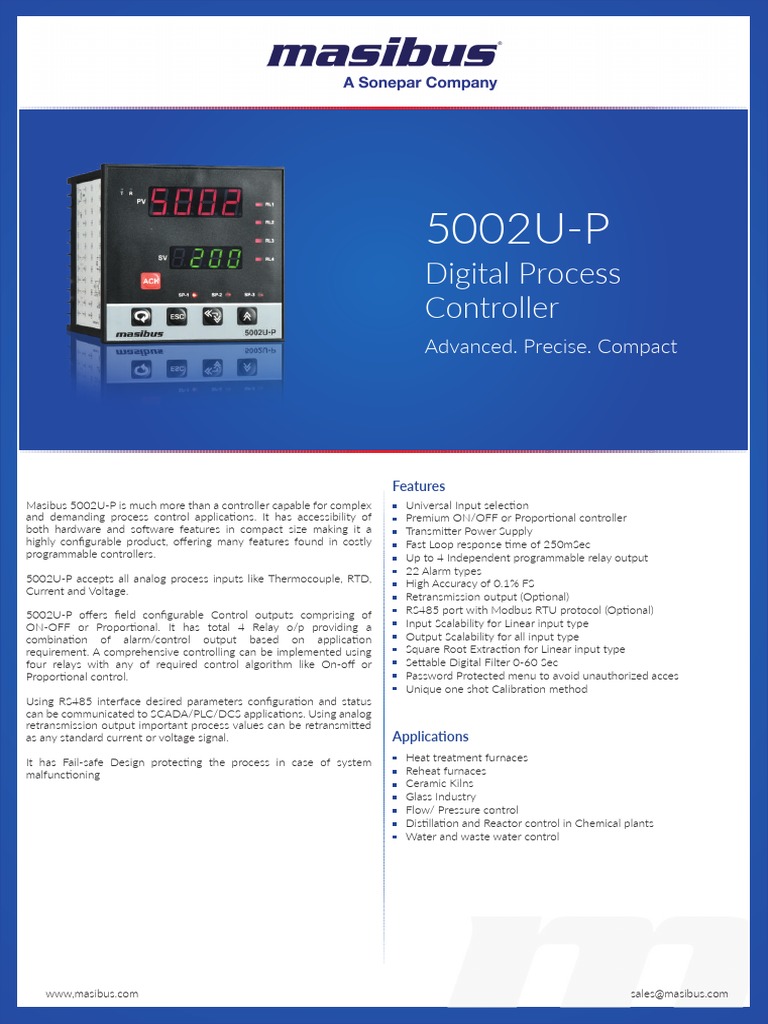 Masibus 5002U-P Digital Controller | PDF | Programmable Logic Controller | Power Supply