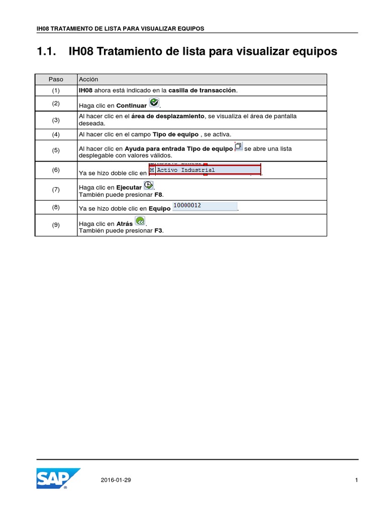 Ih08 Tratamiento Lista Visualizar Sap | PDF